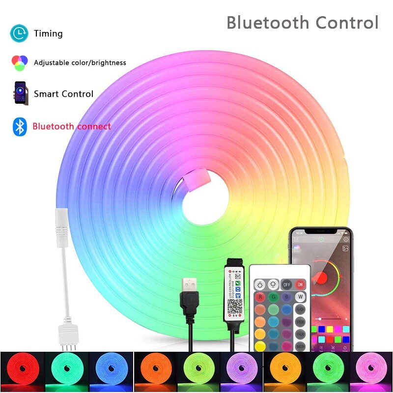 RGB неоновые светодиодные ленты Tuya 5В USB Bluetooth Control, 2 м
