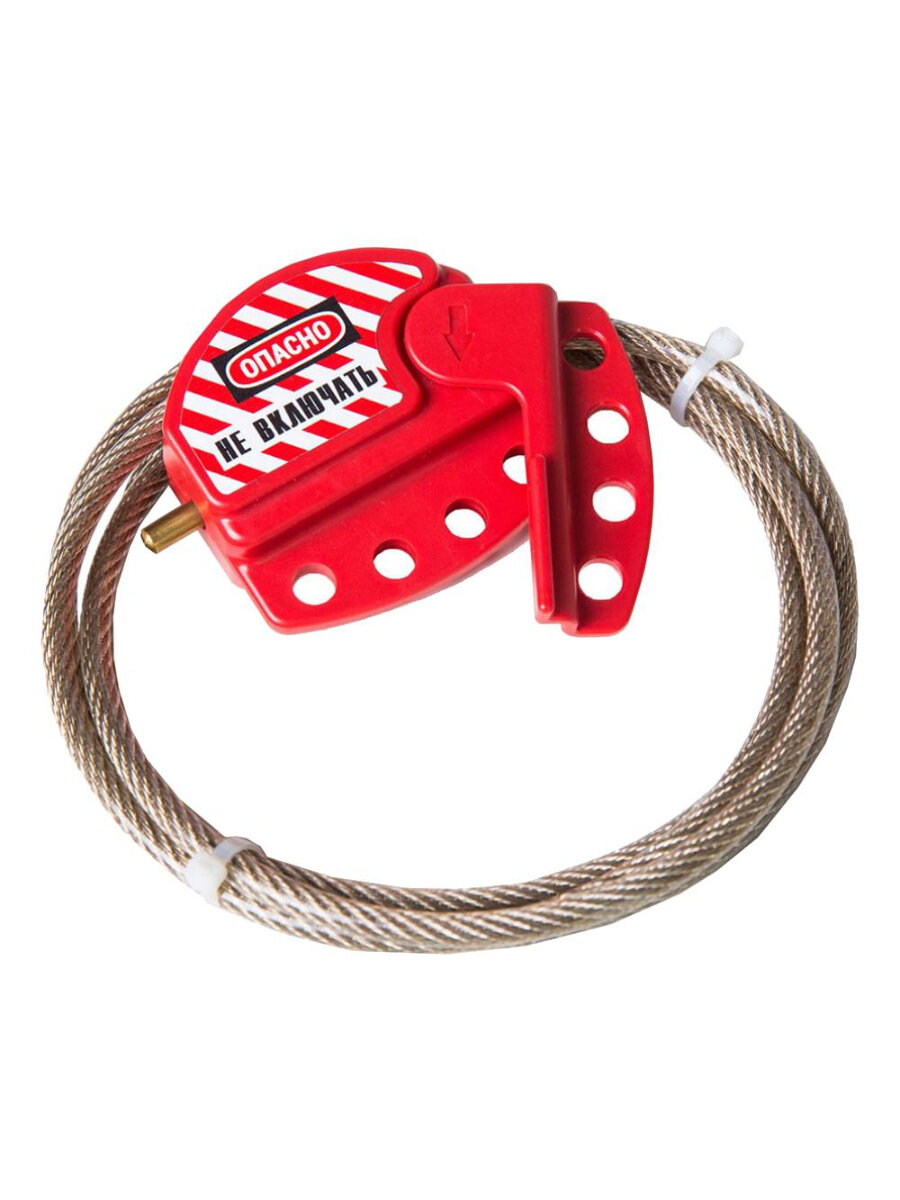 Блокиратор тросовый, стальной трос в ПВХ-оболочке, зажим поликарбонат, трос 1.8 м × 6 мм