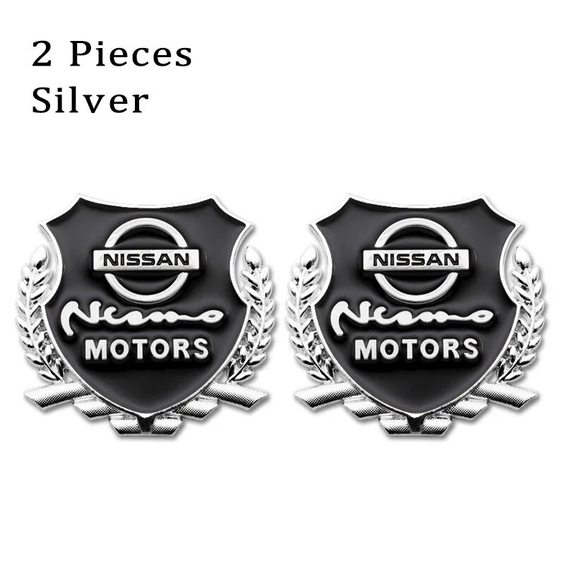 2 шт. 3D металлические наклейки на крыло автомобиля, багажник, эмблема, наклейка для Silver-NISSAN