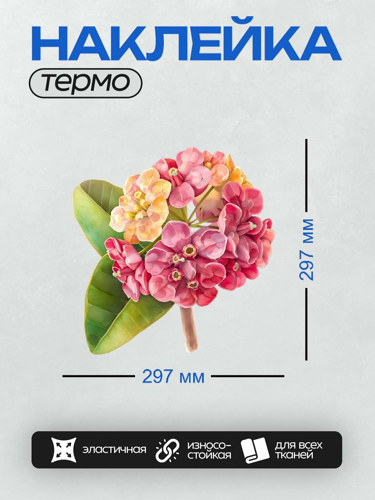 Термонаклейка PrintyFull на одежду DTF / Букет розовых цветов