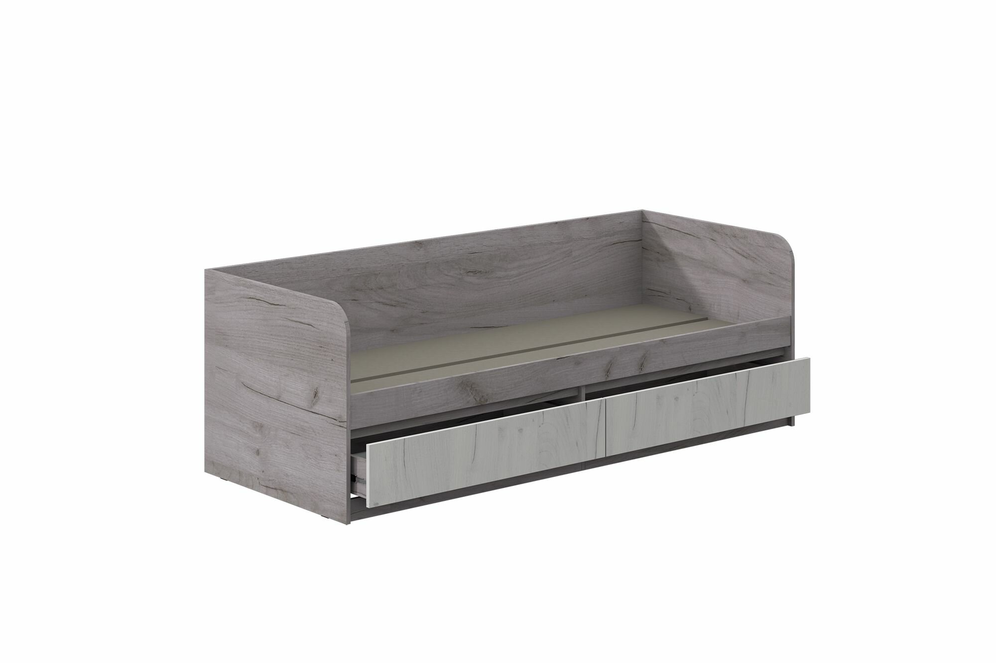 Кровать МС "Соната" цвет Дуб Крафт Серый, Дуб Крафт Белый, 80 см , подростковая для подростка мальчика и девочки, напольная, с ящиками
