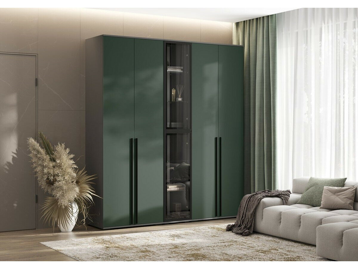 Современные Шкафы 2-х ств. (800) + Пенал-стекло 400, Графит/Изумрудный