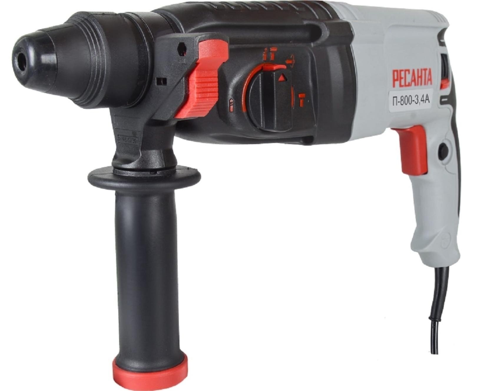 Перфоратор Ресанта П-800-3.4А в пластиковом кейсе щеточный, черно-серый, SDS+, 3 режима работы, 3.4Дж, 800Вт / инструменты