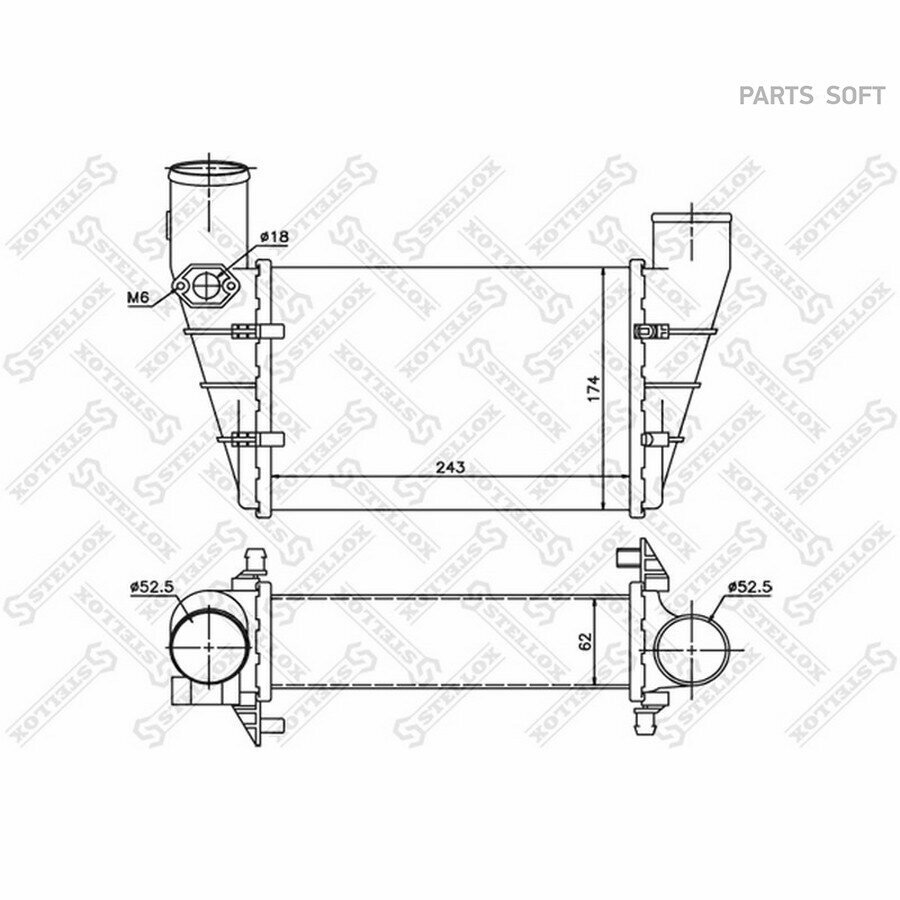Интеркулер vw passat, audi a4a6 1.8 от официального дистрибьютора, STELLOX, артикул 1040081SX