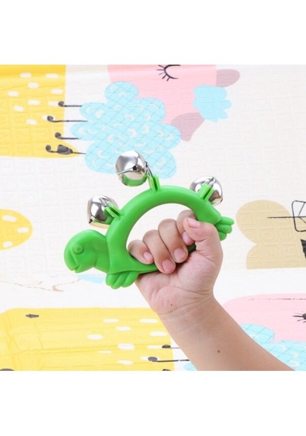 Бубен в форме черепахи с 6 металлическими колокольчиками, детский игрушечный музыкальный инструмент для детей от 3 лет, зеленый, 2041, наборы для дома и кухни