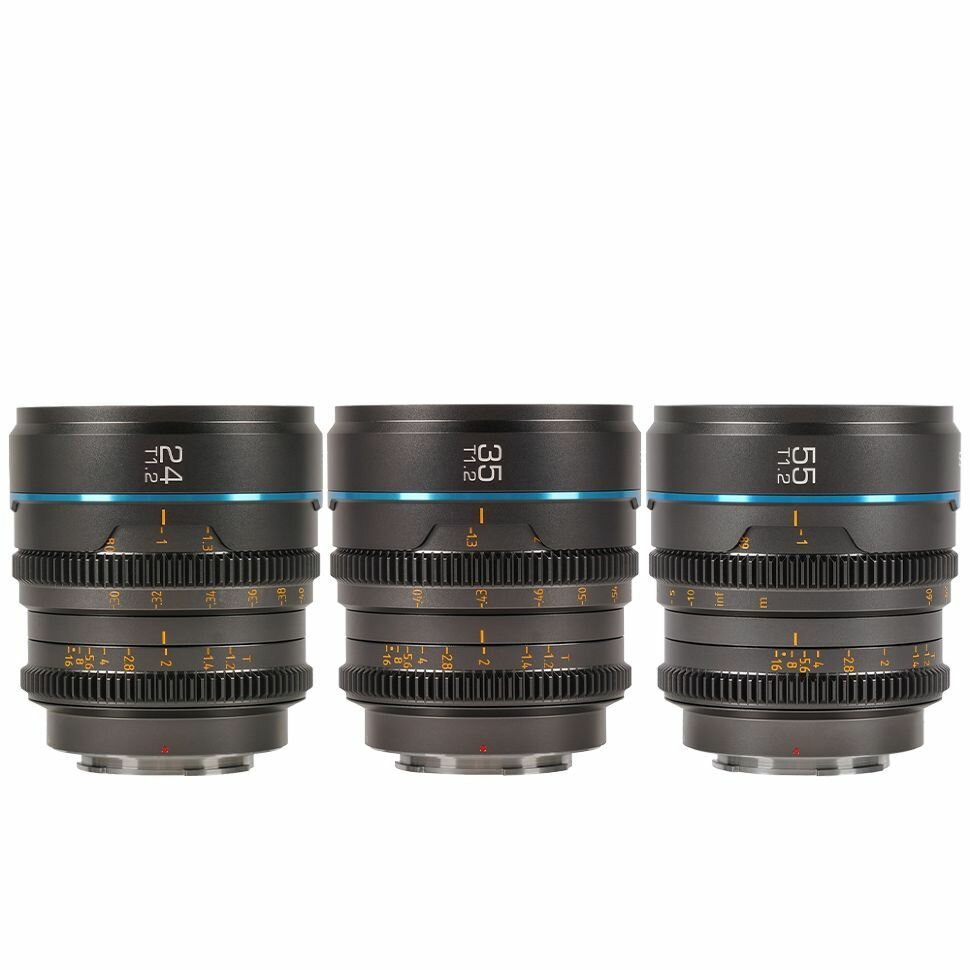 Комплект объективов Sirui Nightwalker 24/35/55mm T1.2 S35 RF Серый
