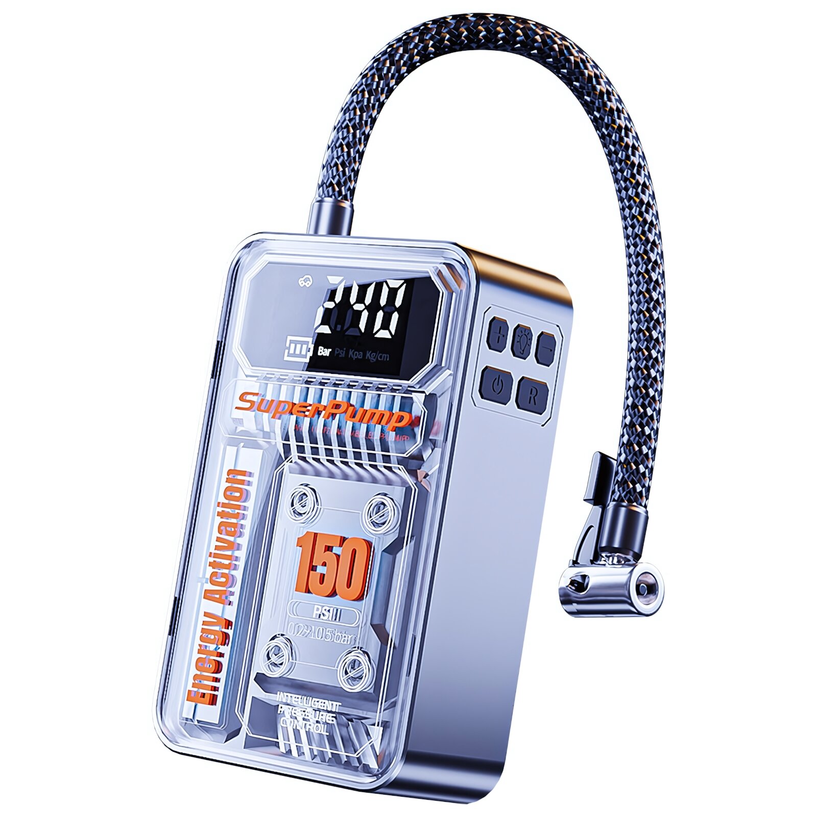 Автомобильный компрессор ST-9619A, компактный, со встроенным фонариком, от прикуривателя