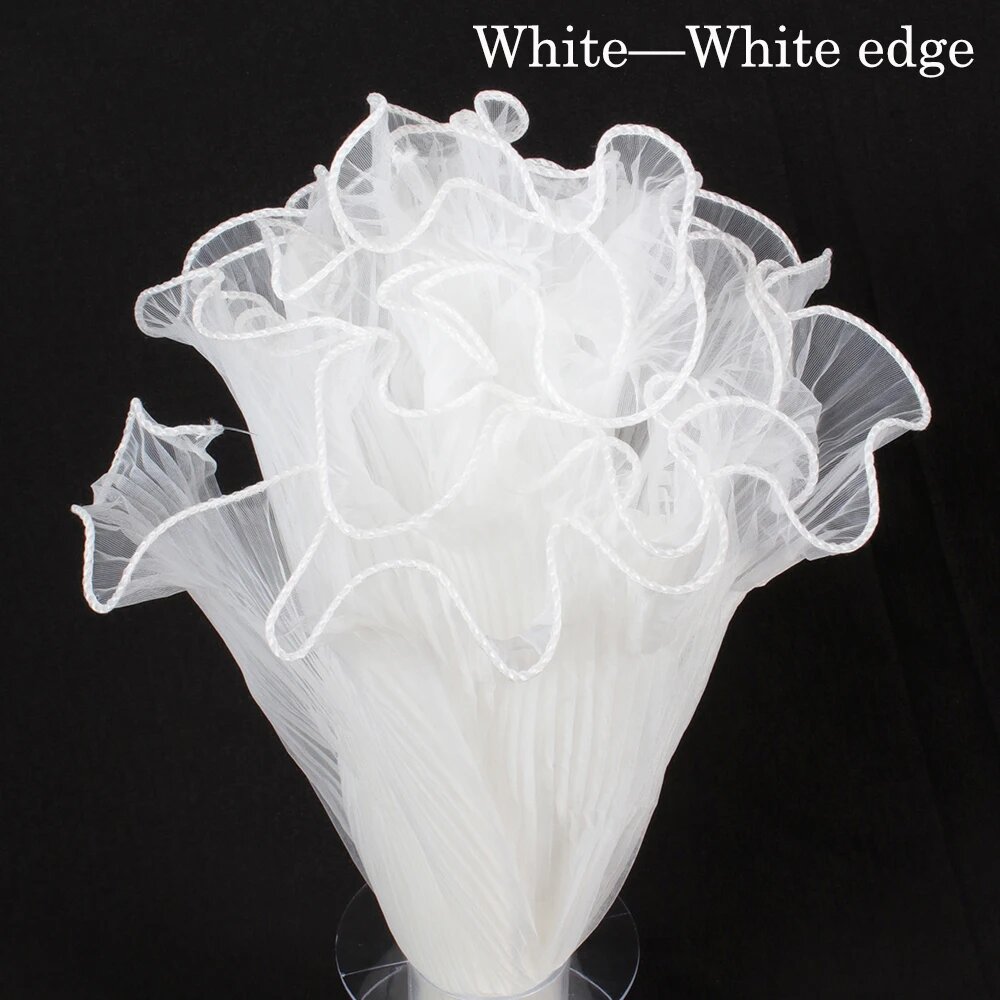 Белая цветочная упаковочная сетка с черной жемчужной пряжей Белый, White(White)