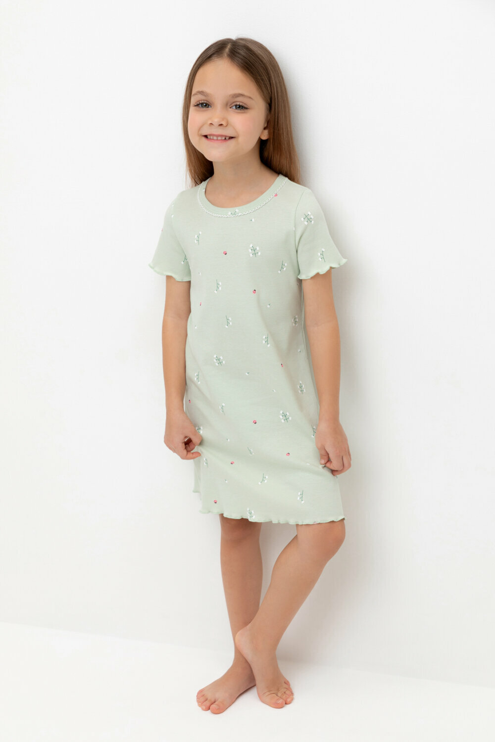 Сорочка К 1180/зеленая лилия,ландыши