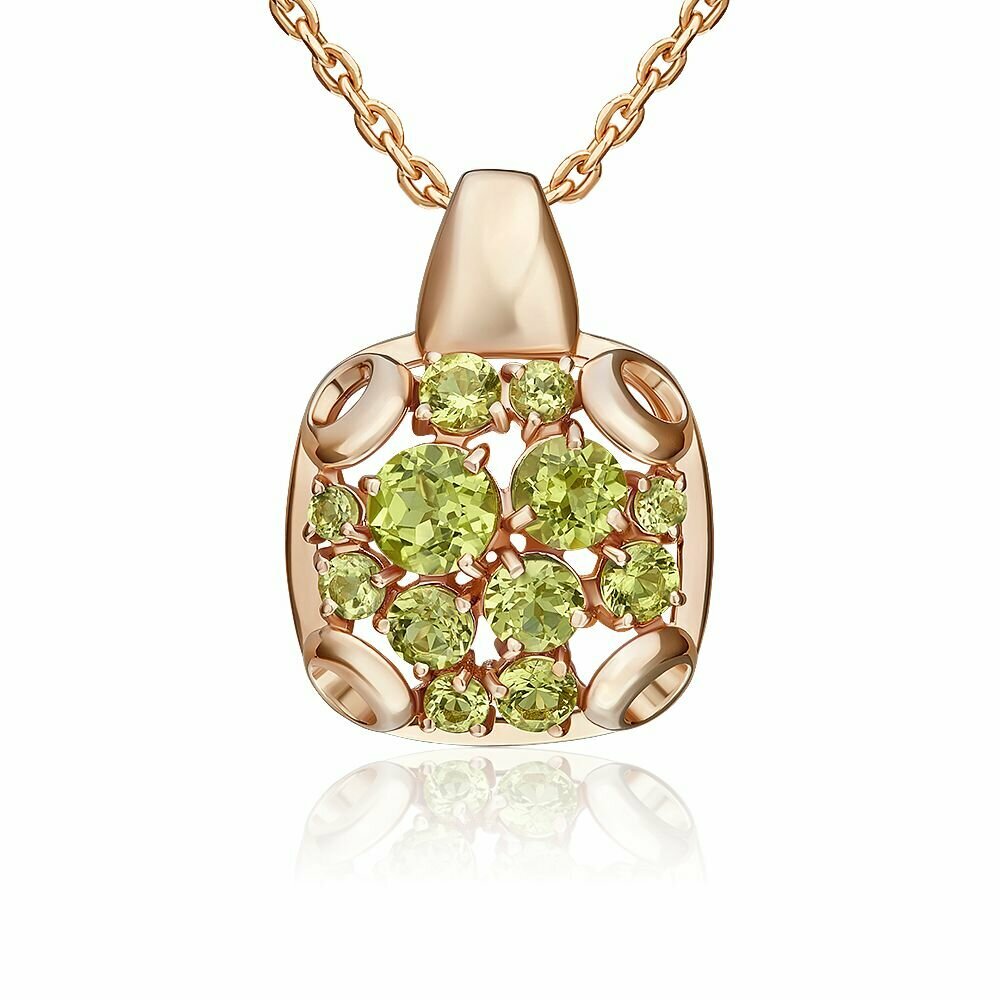 Подвеска, красное золото, 585 проба, хризолит