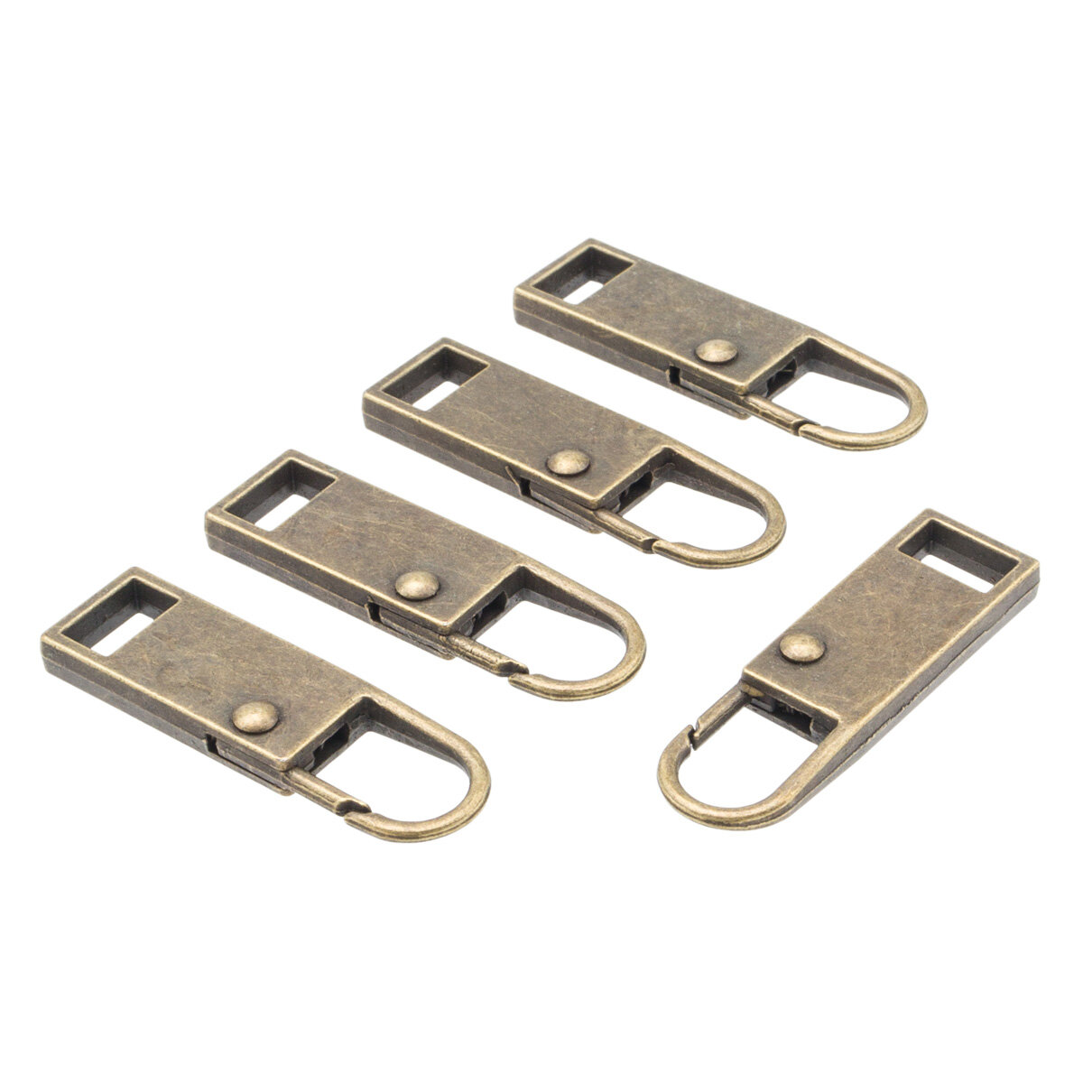 Пуллер для молнии с карабином 38*11 мм, 5 шт, металл, Айрис (старая латунь)