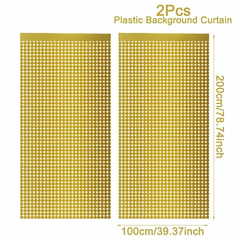 Фольгированная занавеска с блестками 2 м для фотозоны Gold-2pcs