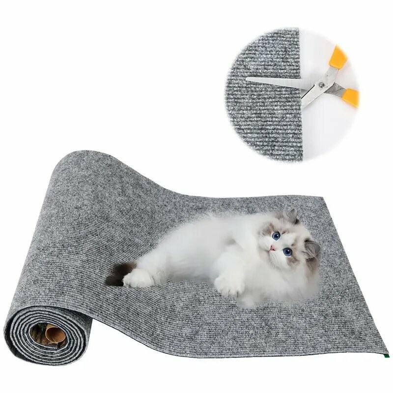 Когтеточка на стену для кошек, самоклеющаяся ковролин, защитная пленка для мебели/стен, серый, 100x30 см, 1 шт