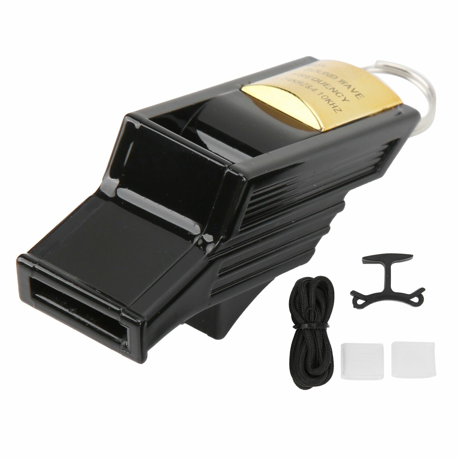 Высокочастотный судейский свисток с регулируемым шнуром из нейлона без сердечника, громкий спортивный свисток для тренеров, соревнований, тренировок на открытом воздухе, черный, золотой