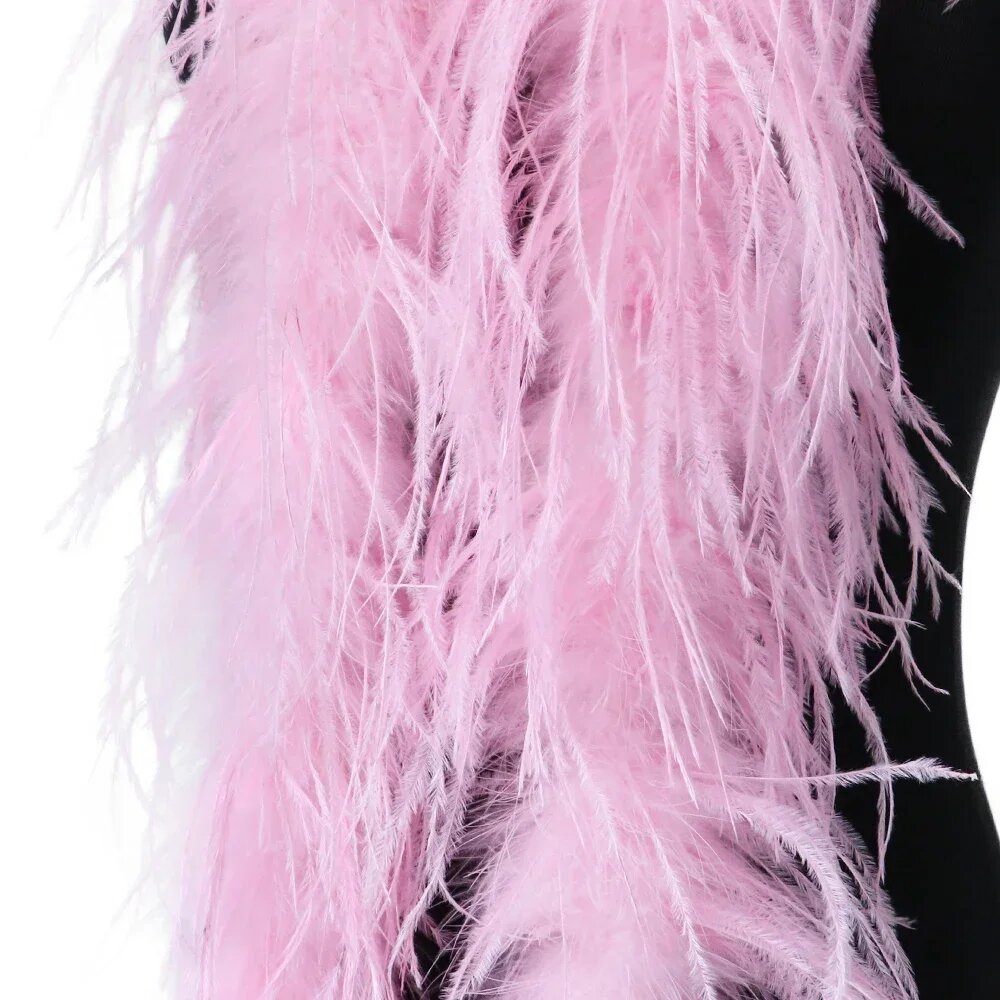 Страусиное перо Боа 2 метра Розовый, 1Ply 2 meter, light pink