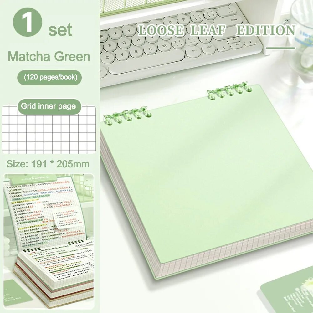 Откидной блокнот Matcha Green, 120 страниц, сетка