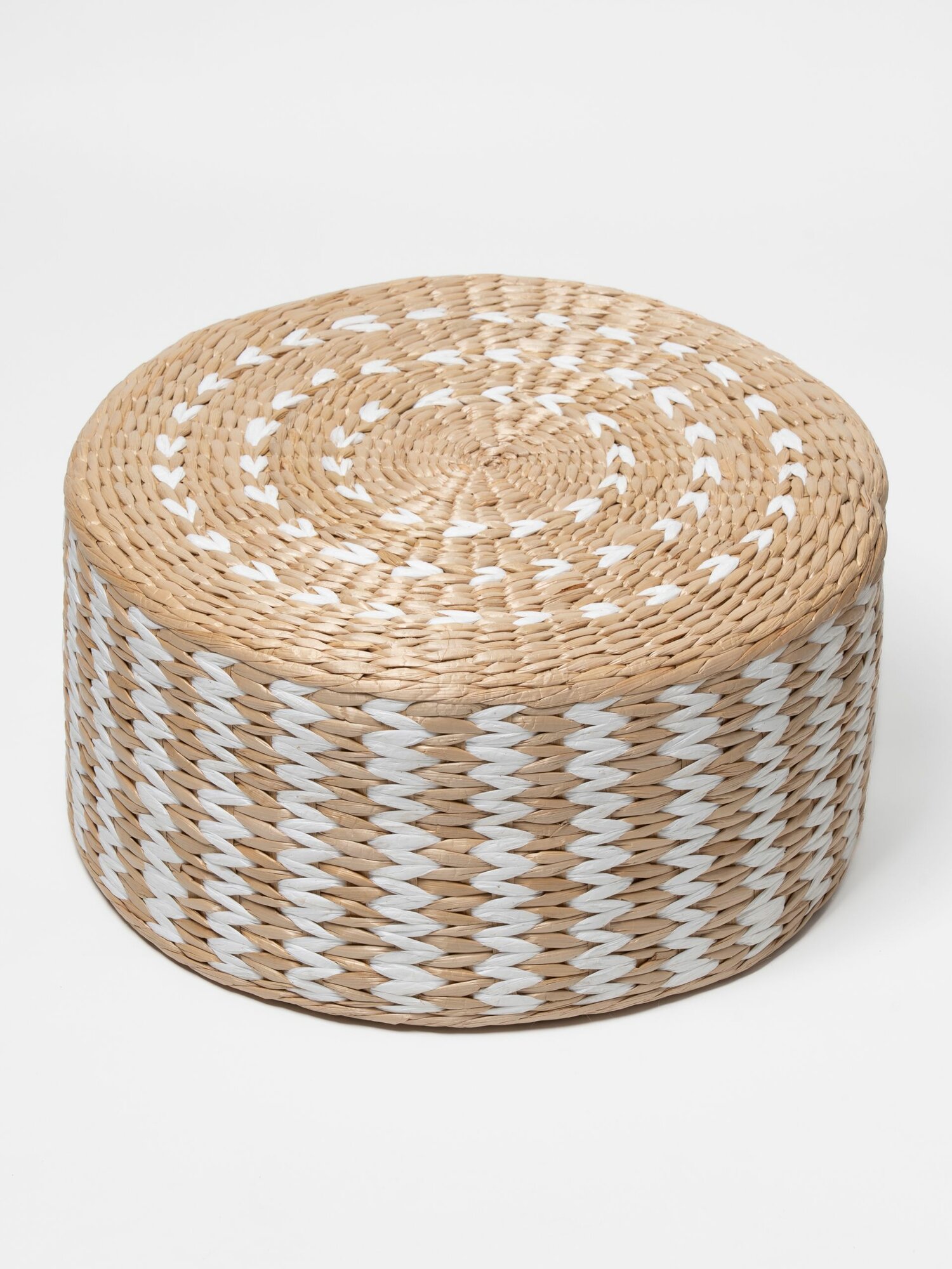 Пуф плетеный из натурального ротанга, подушка на пол, 40*20 см, цвет белый Varman.pro