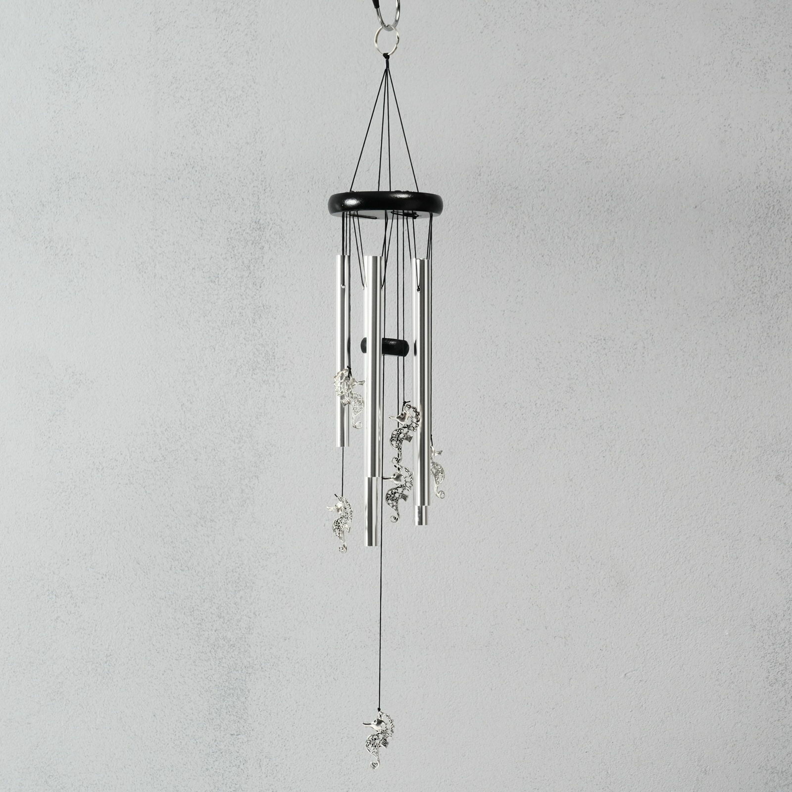 Музыка ветра "Морские коньки", металл, 5 трубок, 60 см, цвет: серебристый