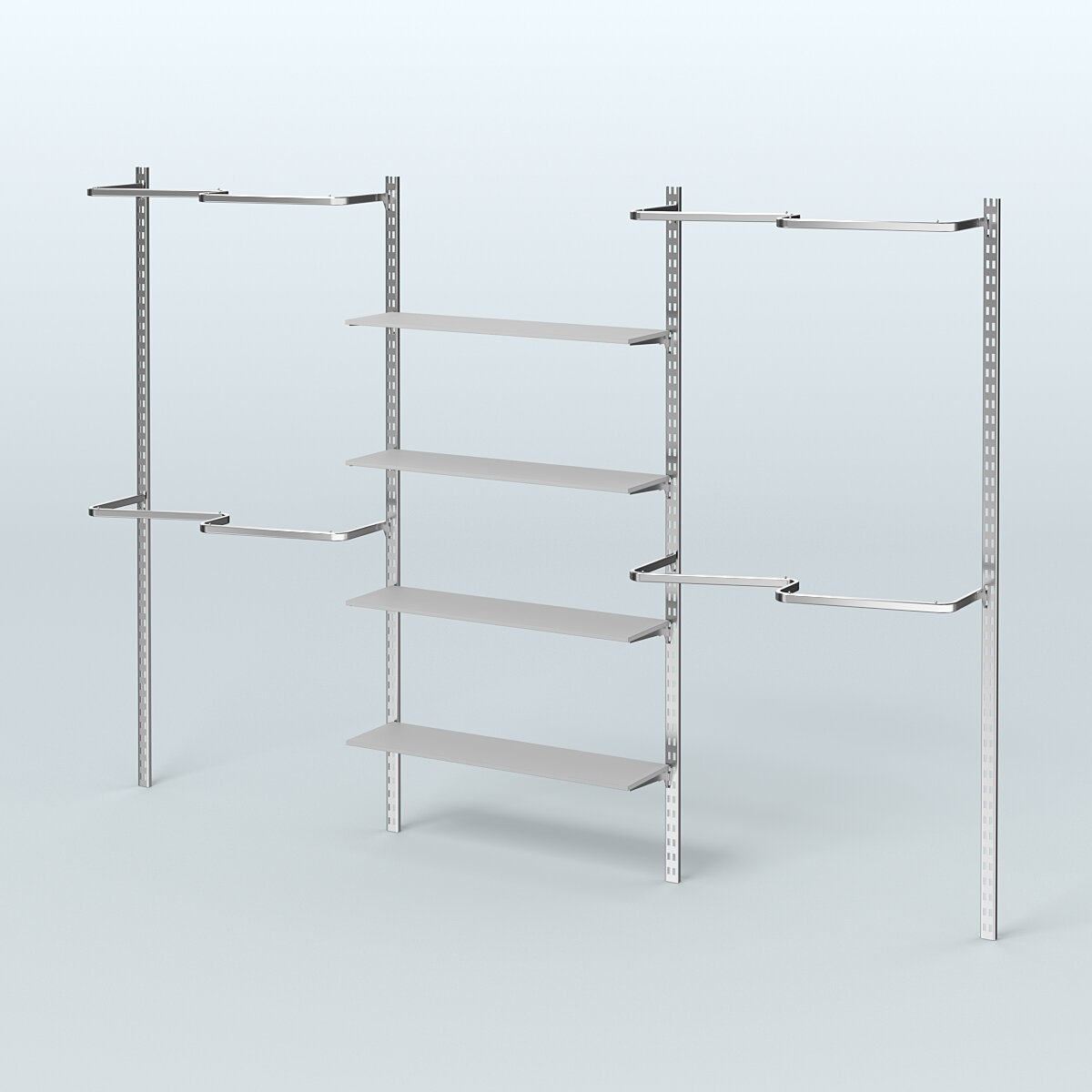 Система глобал с полками из ДСП в центре и М-образными поручнями №9 (3600 мм), Серый