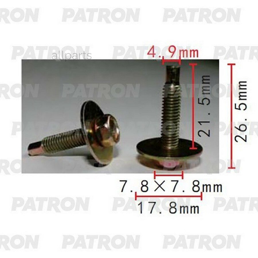 PATRON P37-2217 Винт металлический Применяемость: Болт Шайба T1=8.0x8.0, T2=18.0, F=4.8, L=22.0