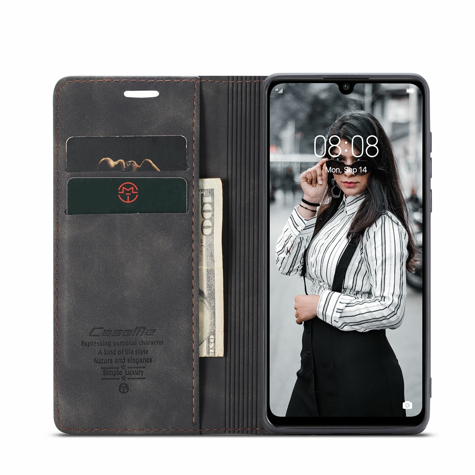 Чехол-книжка CaseMe Matte Huawei P30 Lite черный