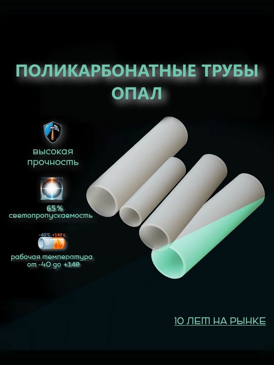 Труба поликарбонатная опал оргстекло, ф25x1,5x250 мм, 66%-ное светопропускание