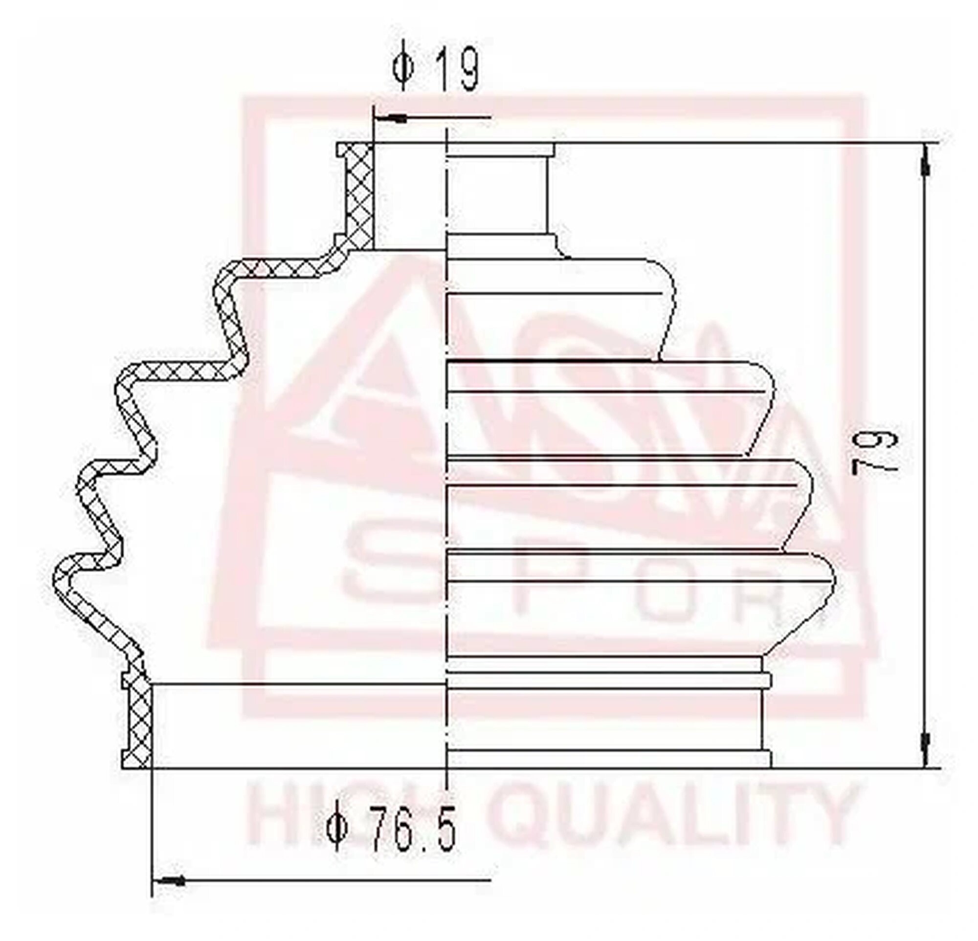 Пыльник шруса ASVA ASBT20, для Audi 80, без смазки