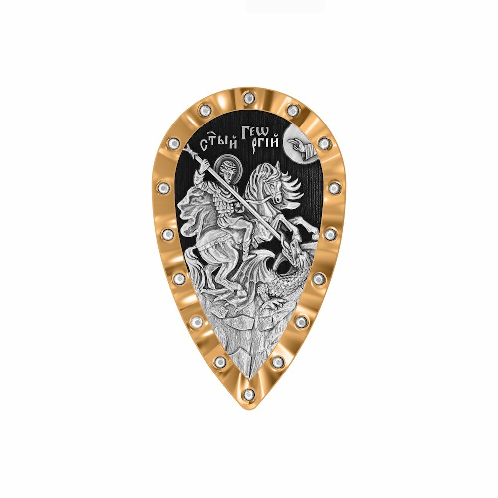 Иконка, серебро, 925 проба, чернение, золочение