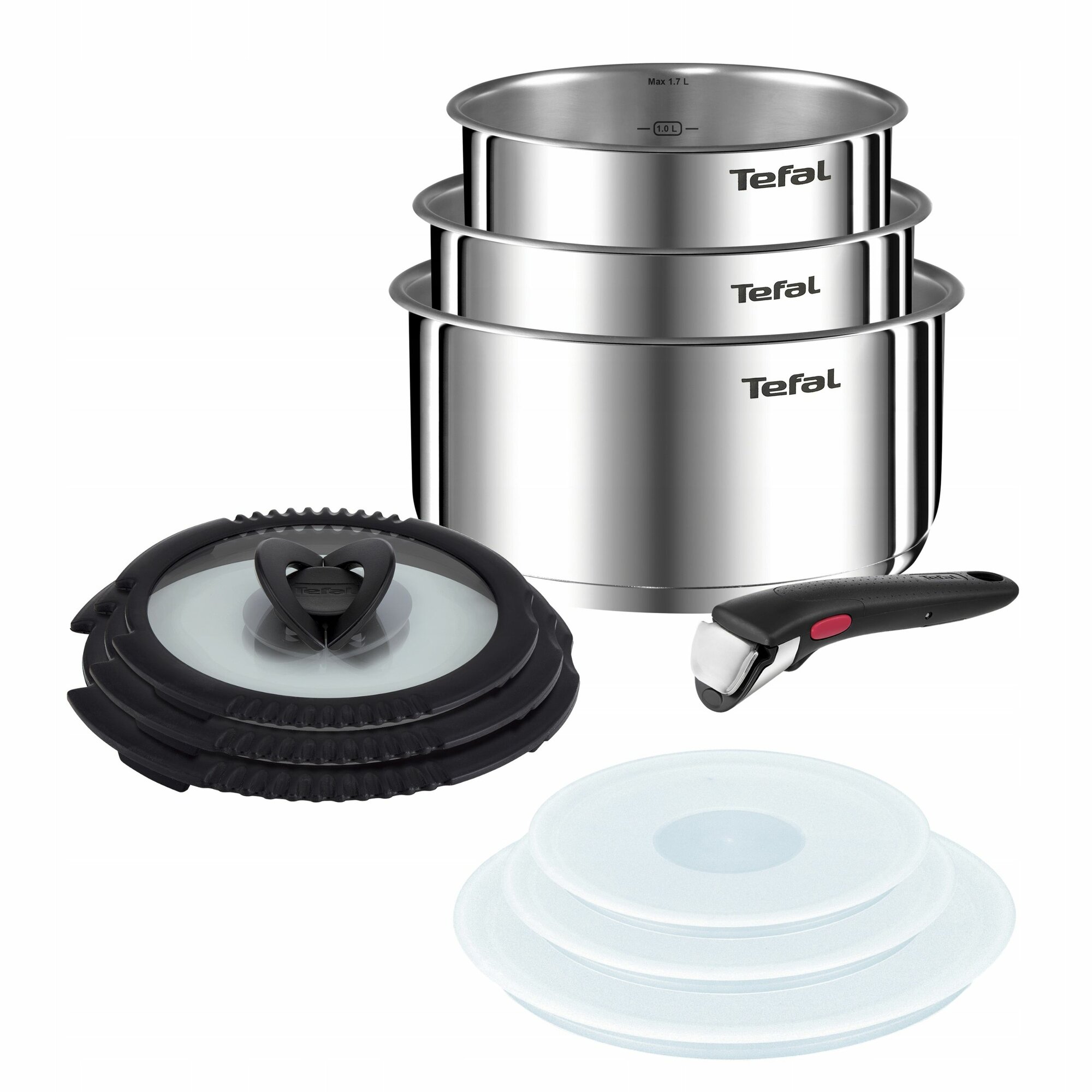 Набор посуды Tefal Ingenio Emotion 16/18/20 см с ручками из стекла и пластика