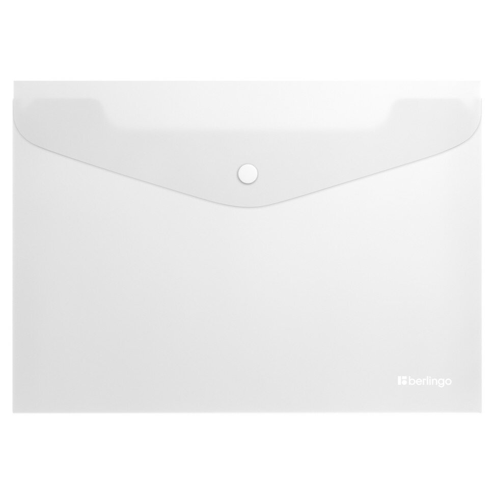 Папка-конверт на кнопке Berlingo "Soft Touch", А4, 200мкм, софт-тач, прозрачная, 12 штук, 369425