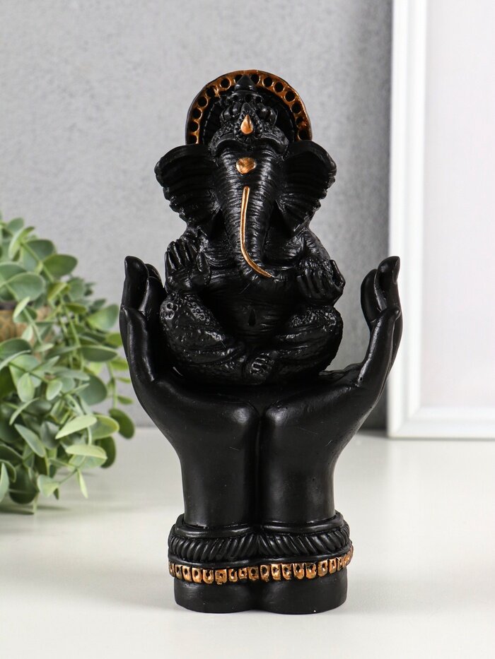 Фигура гипс «Ганеша в руках», 22 см, чёрный