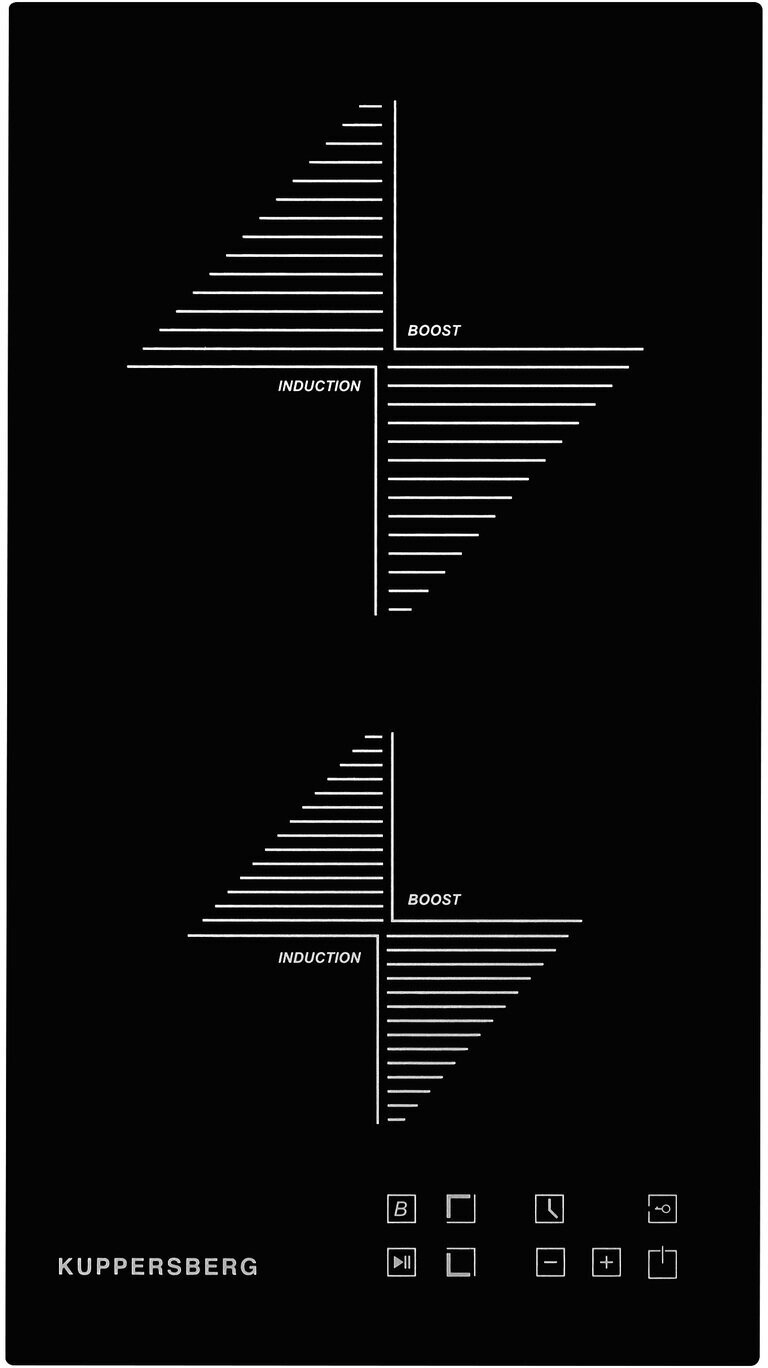 Поверхность "домино" индукционная KUPPERSBERG ICO 301, 2 конфорки, таймер, функция паузы, стеклокерамика, черный