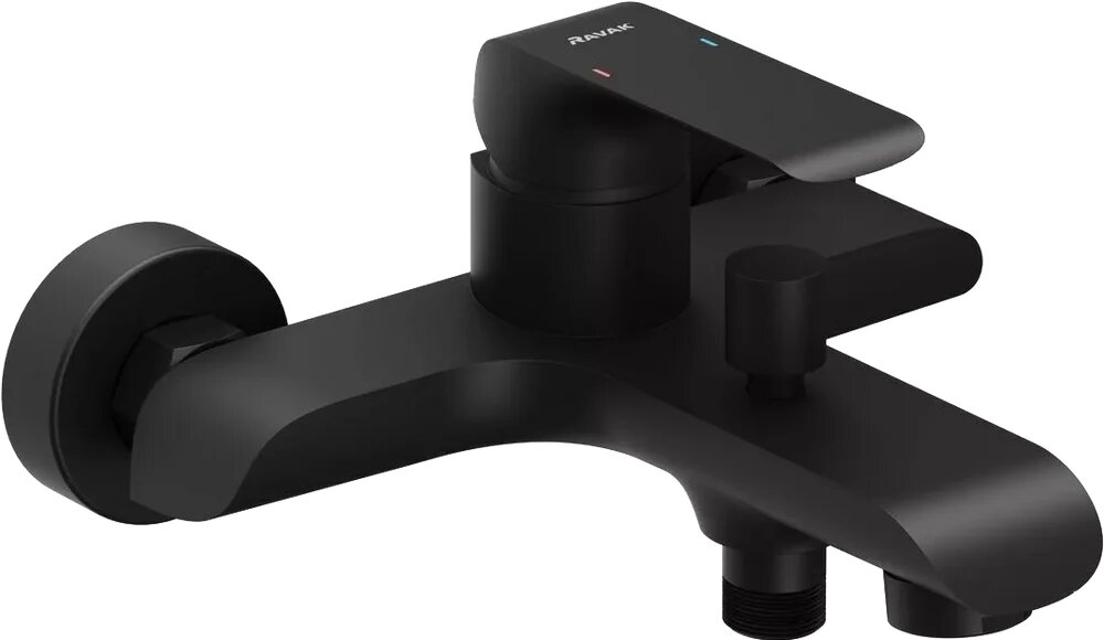 Смеситель для ванны с душем Ravak Flat X070175 настенный, однорычажный, черный, матовый, латунный, без лейки, с керамическим картриджем