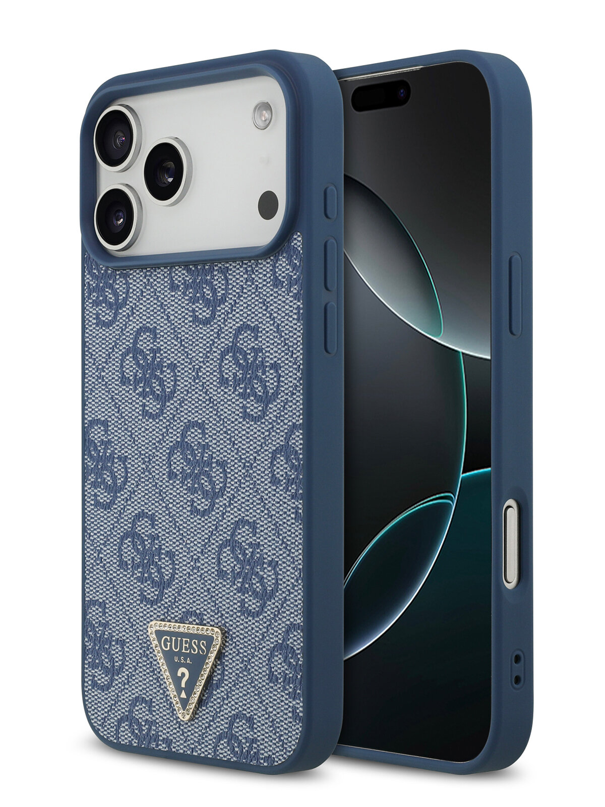 Чехол Guess на iPhone 17 Pro, с функцией MagSafe, из экокожи 4G, синий