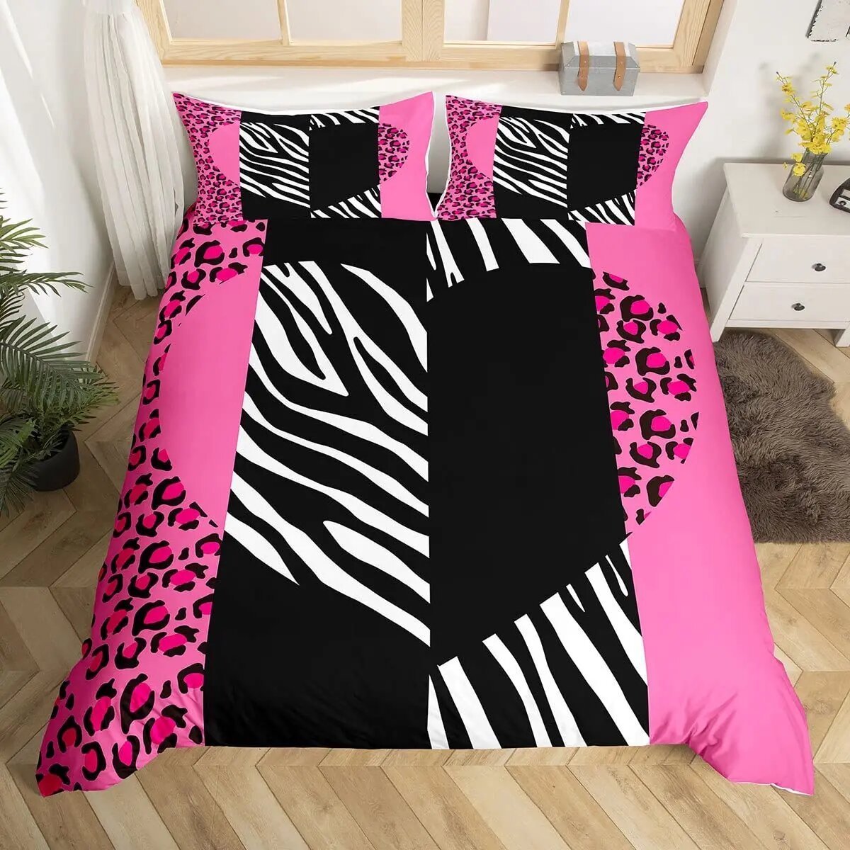 Комплект постельного белья Zebra Print 3 шт, 100% полиэстер Розовый, AU Single(140x210cm), 4
