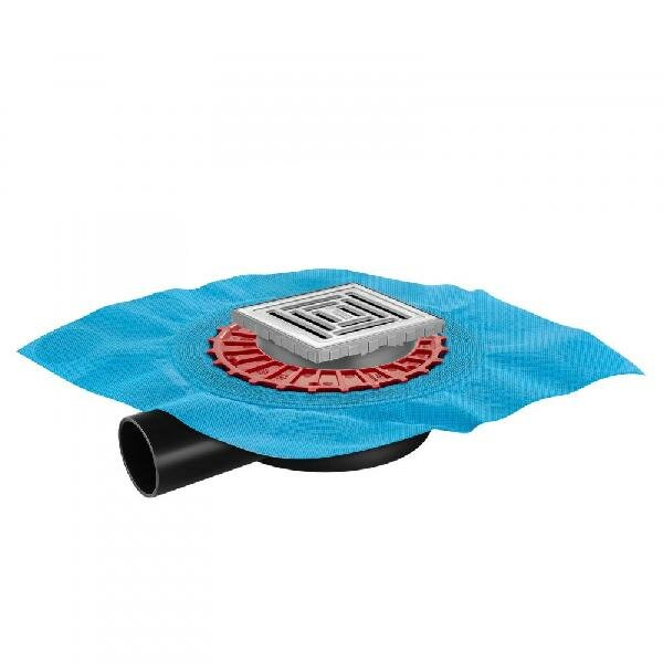 Трап ZENTRUM Uno 100*100 нерж сталь, реш мат. хром, бок слив D50мм комб затвор 090371, BERGES