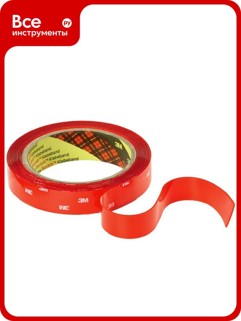 Сильная двусторонняя клейка, 4910F, лента 3М 4910F VHB 9мм х 5м, прозрачная 4910F95, стеклянных, соединения с металлами