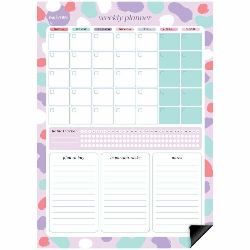 Магнитный планер на месяц MESHU А3, Bright color, с маркером, MS_47322