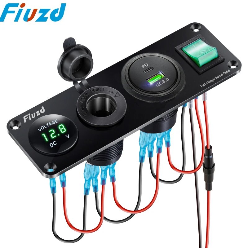 Автомобильная панель 12В 4-в-1 с USB QC3.0, M4