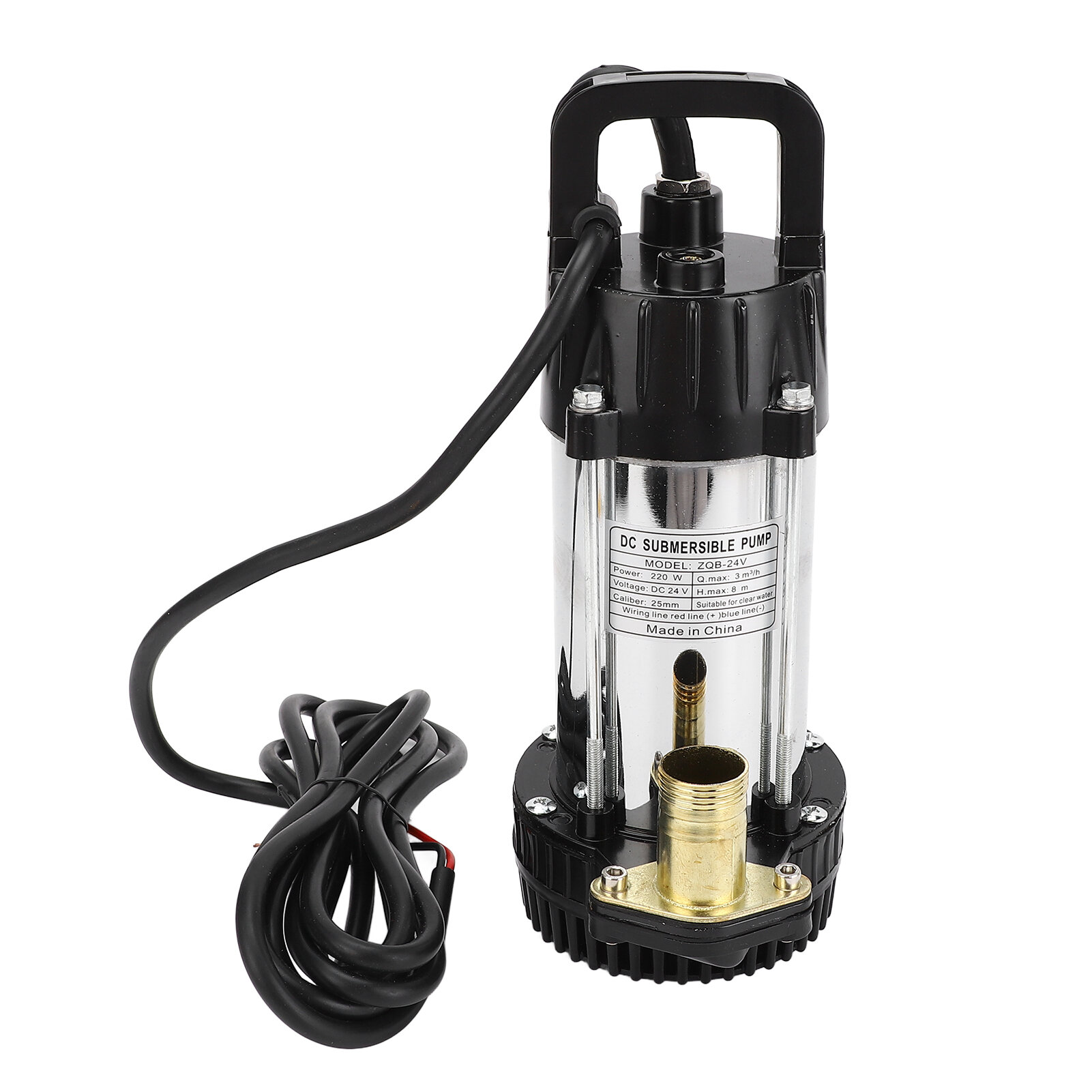 DC Submersible Pump 24V 220W 3meter³/h 8m Lift Brushless Copper Motor 1in Water Outlet for Ranch Farm