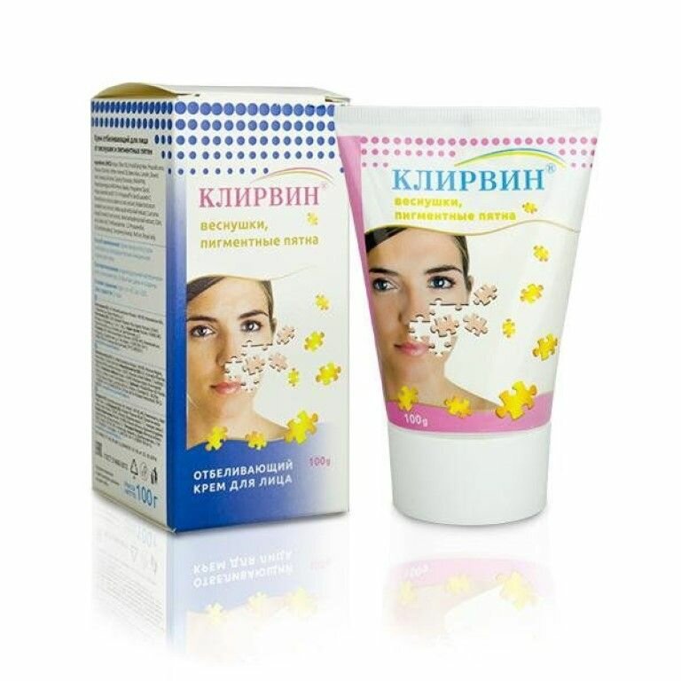 Крем для лица Клирвин от веснушек и пигментных пятен отбеливающий, 100 г