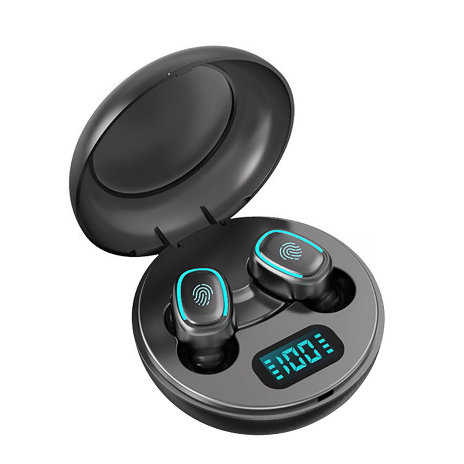Наушники True Wireless BT5.0 Mini TWS Sweatproof Sport In-ear с Микрофоном, Контейнером для Зарядки с Дигитальным Дисплеем, Черный, Белый, Синий, Красный, 1 Пара Наушников, 1 Контейнер, 1 Кабель, 2 Пары Наушниковых Капсул, 1 Руководство