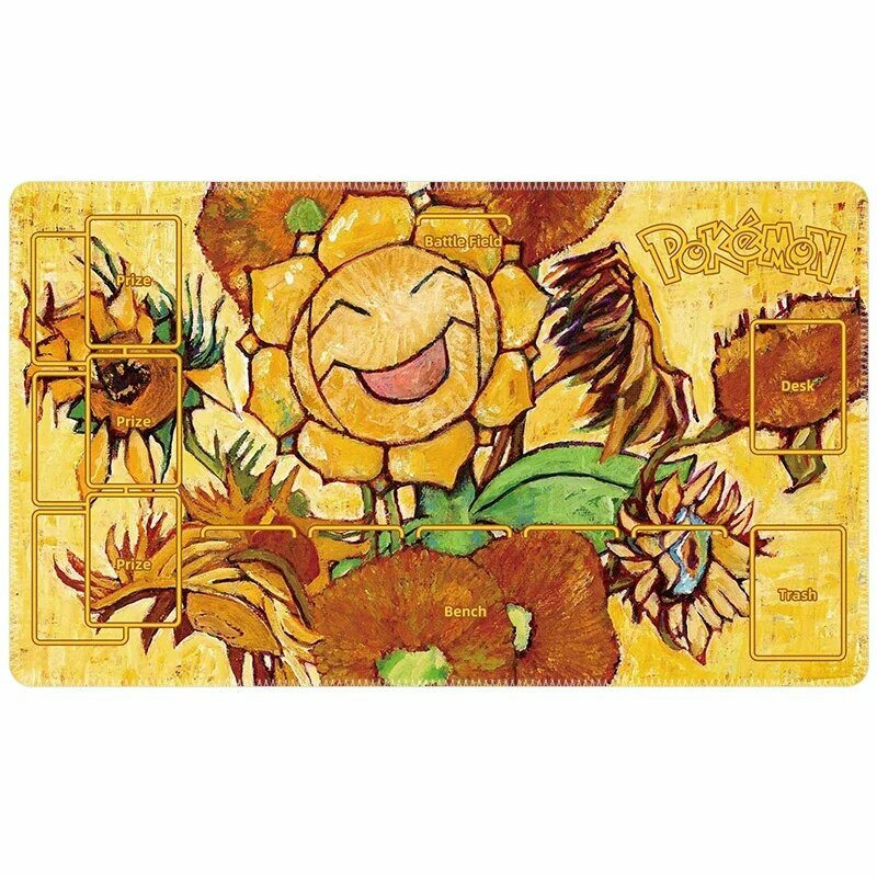 Игровой коврик в стиле аниме Pokemon PTCG The Starry Night Стиль Eevee Snorlax Pikachu Фигурка Игровой коврик Duel Plate Резиновый коврик для карт Коврик для мыши, 3MM Sunflowers