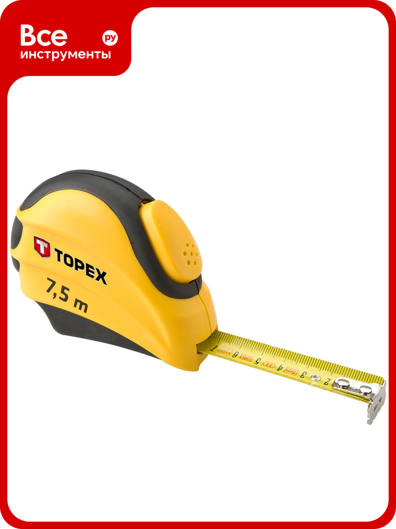 Рулетка TOPEX стальная с автостопом двухкомпонентный корпус, 27C387, 27C387, Данный, товар