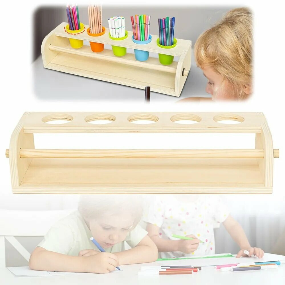 Детский планшет для рисования, деревянный с пеналом для карандашей