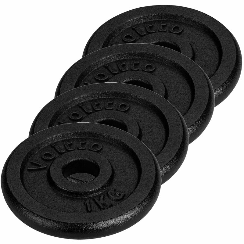 Набор чугунных окрашенных дисков Voitto V-200 1 кг (4 шт), d 26