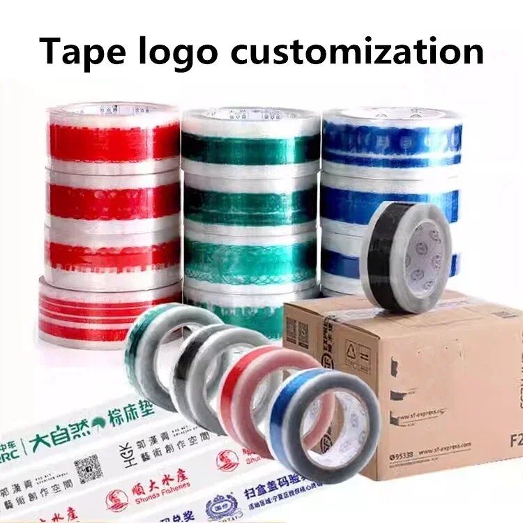 Прозрачная клейкая лента, индивидуальная печать логотипа, QR-код, широкая лента, пакет для экспресс-транспорта, клейкая лента для уплотнения корпуса, 5cm x100m, 5 roll Customized