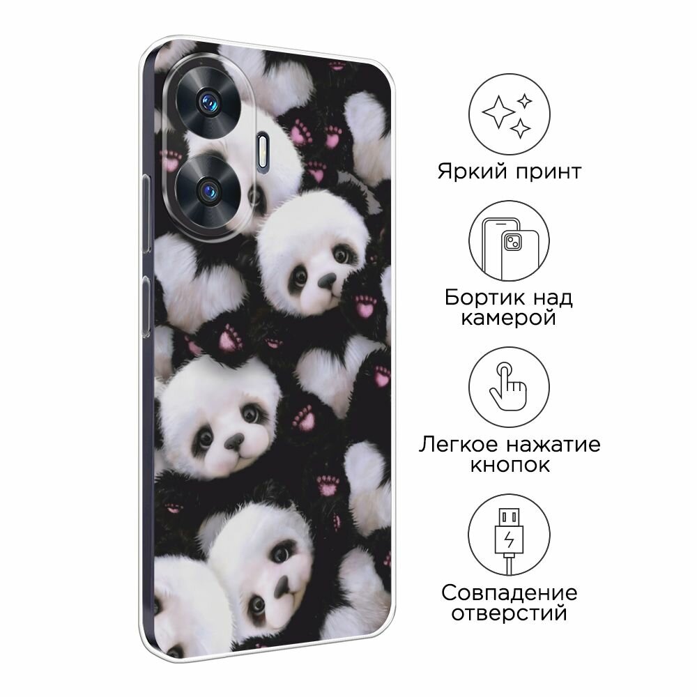 Силиконовый чехол на Realme C55 / Реалми C55 с принтом "Море панд" — фото 1