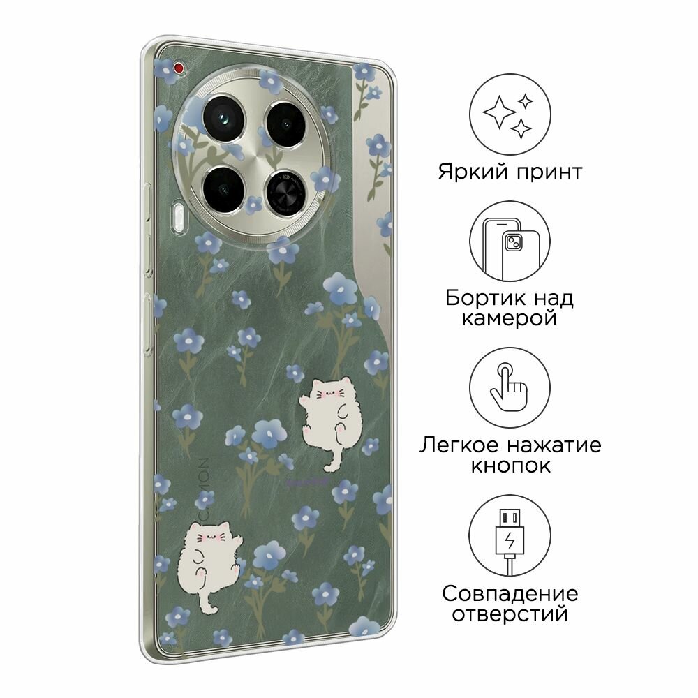 Чехол на Tecno Camon 30 5G / Текно Камон 30 5G с принтом "Gentle cats", прозрачный — фото 1