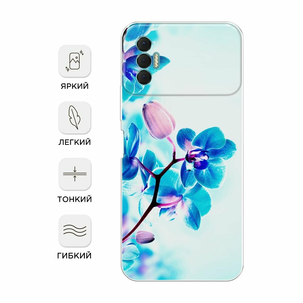 Чехол на Tecno Spark 8P / Техно Спарк 8P с принтом "Голубая орхидея" — фото 1